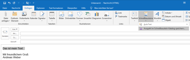 Outlook: AutoText für wiederkehrende Mail-Texte – Andy's Blog